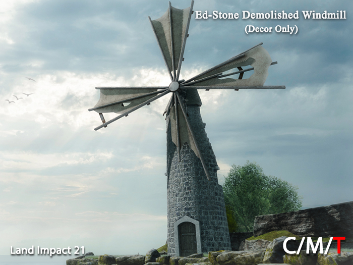 Second Life Marketplace - "Killer's" Ed Stone Demolished Windmill (Decor Only)